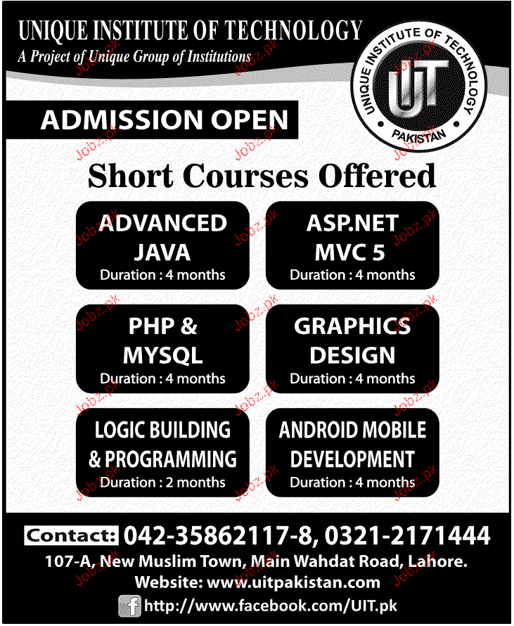 Unique Institute of Technology Admission in Short Courses 2024 Private ...