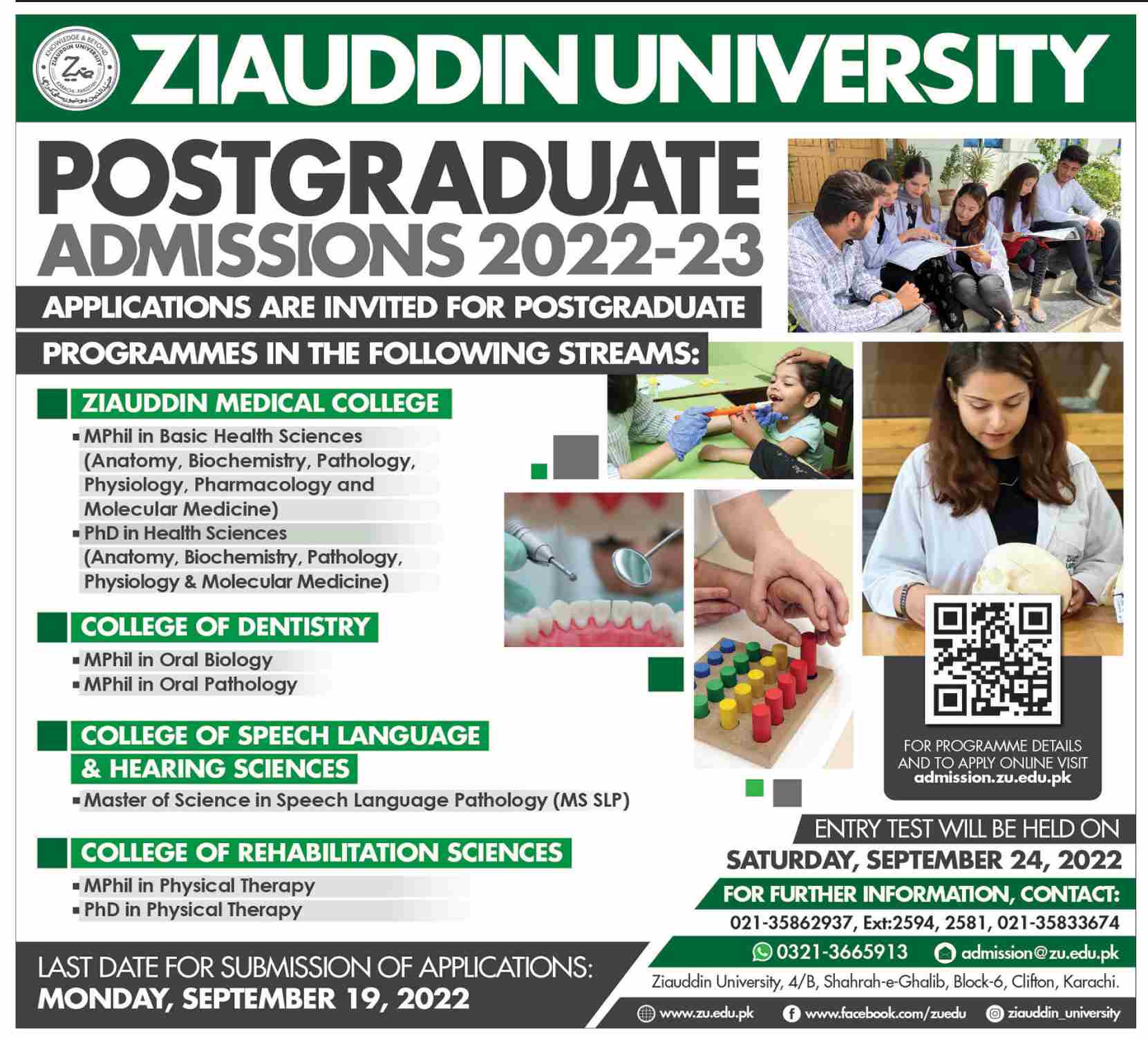 Ziauddin University Postgraduate Admission 2022 23 2025 Private ...