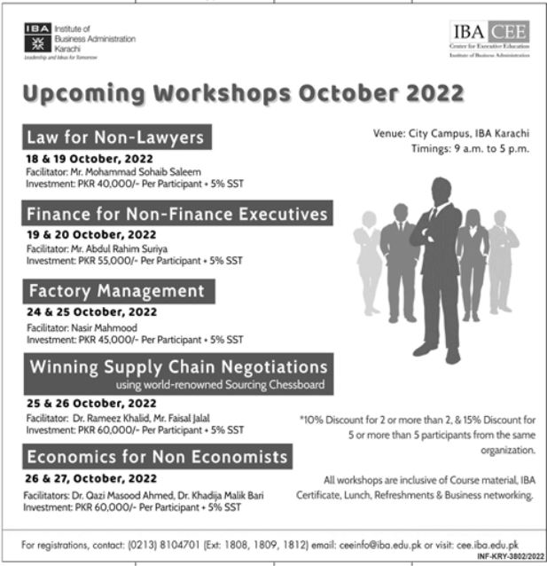 Institute of Business Administration Karachi Upcoming Workshop ...