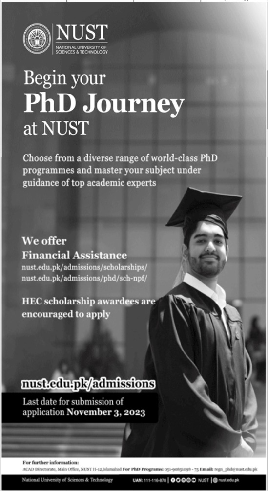 PhD Program admissions at National University of Sciences & Technology ...
