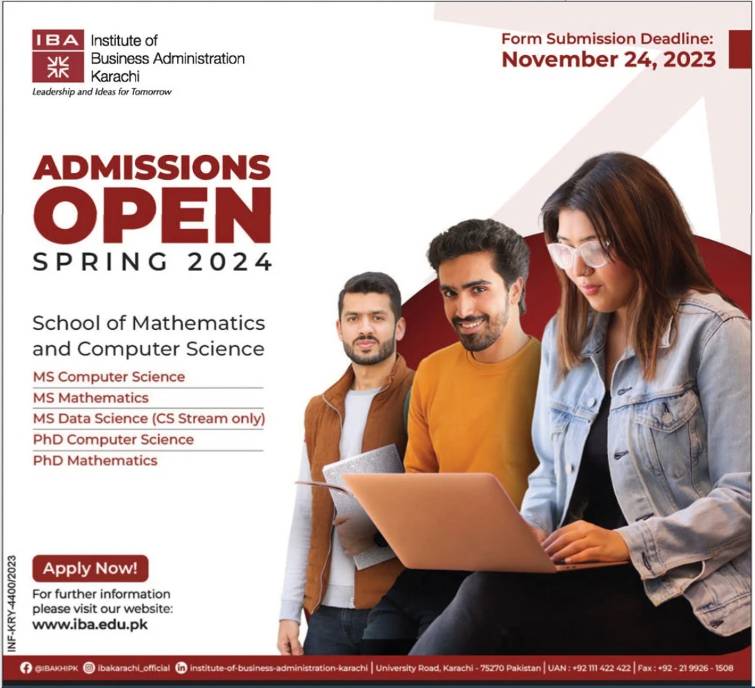 Institute of Business Administration Karachi MS & PhD Admissions 2023 ...