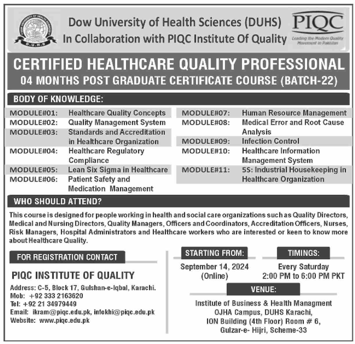 Dow University of Health Sciences DUHS Admissions 2024 for Courses 2024 Government admissions ...