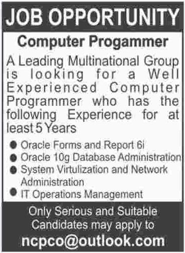 Computer Programmer required in Karachi 2025 Job Advertisement Pakistan