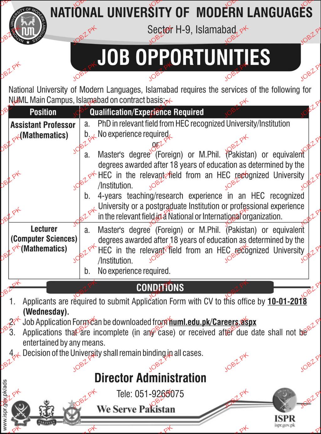 National University of Modern Languages NUML Jobs 2025 Job ...