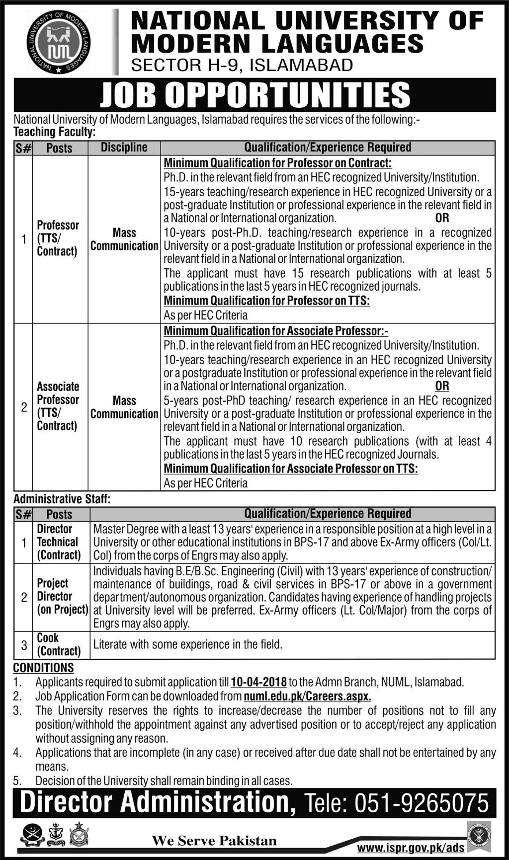 National University of Modern Languages NUML Jobs 2024 Job ...