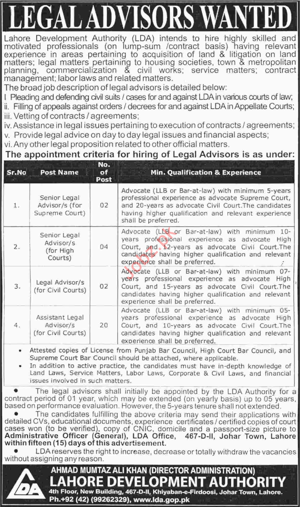 LDA Lahore Development Authority Jobs 2019 2024 Job Advertisement Pakistan