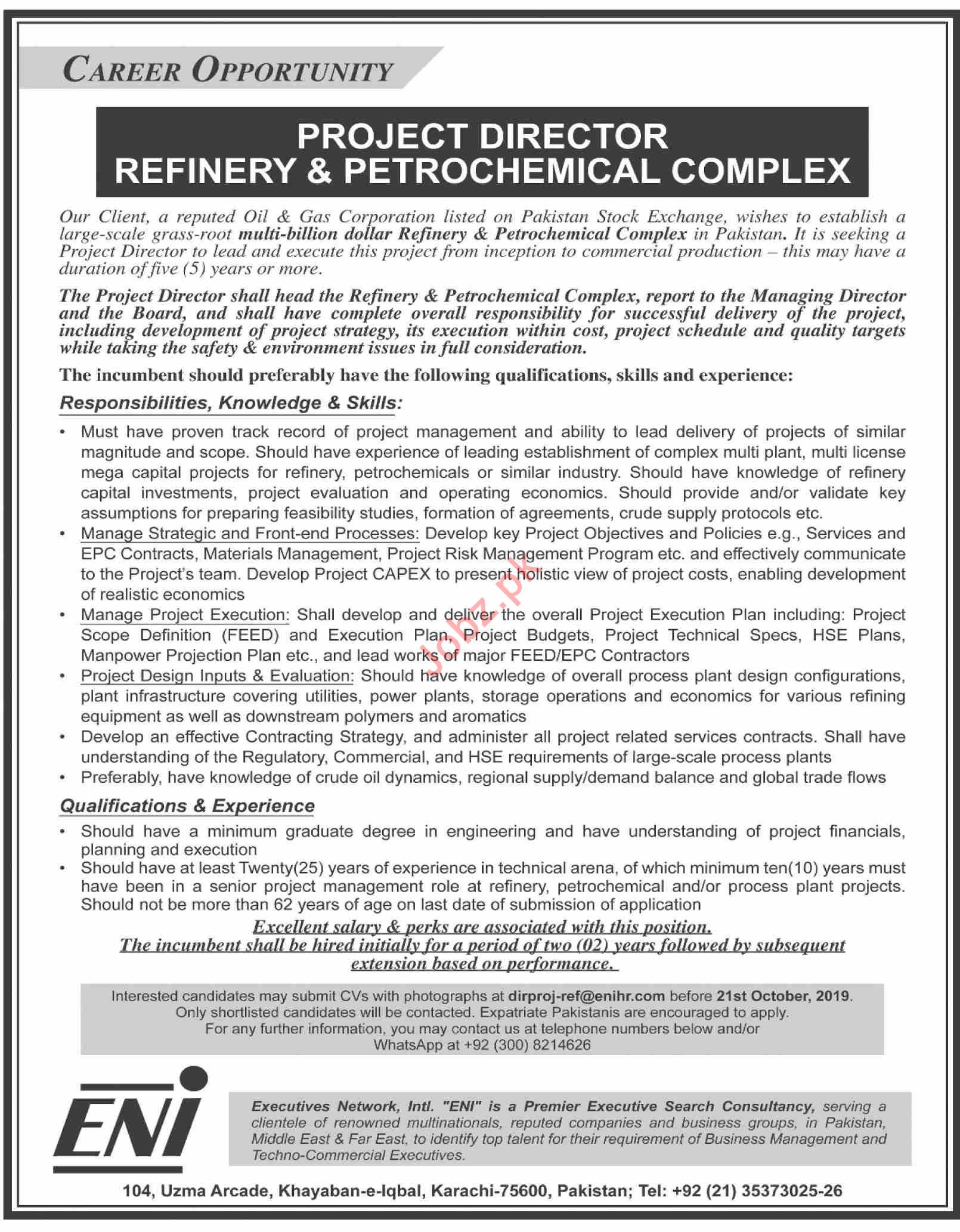 Refinery & Petrochemical Complex Job For Project Director 2025 Job ...