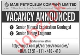 Mari Petroleum Company Limited MPCL Jobs in Islamabad 2025 Job Advertisement Pakistan