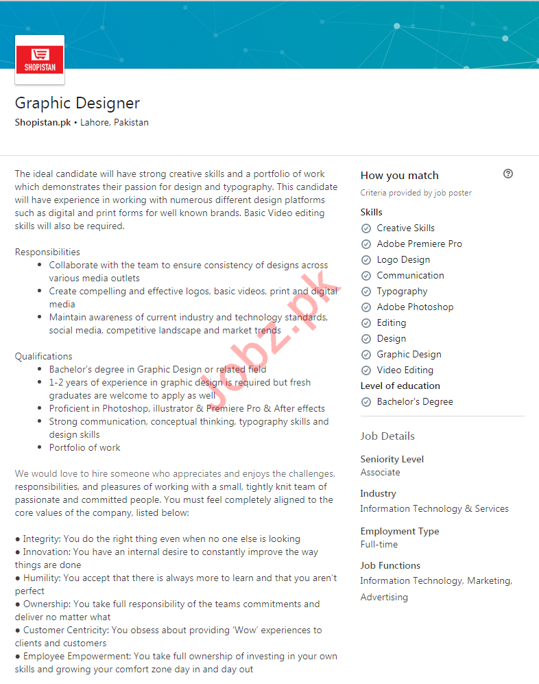 Graphic Designer Jobs in Lahore 2025 Job Advertisement Pakistan