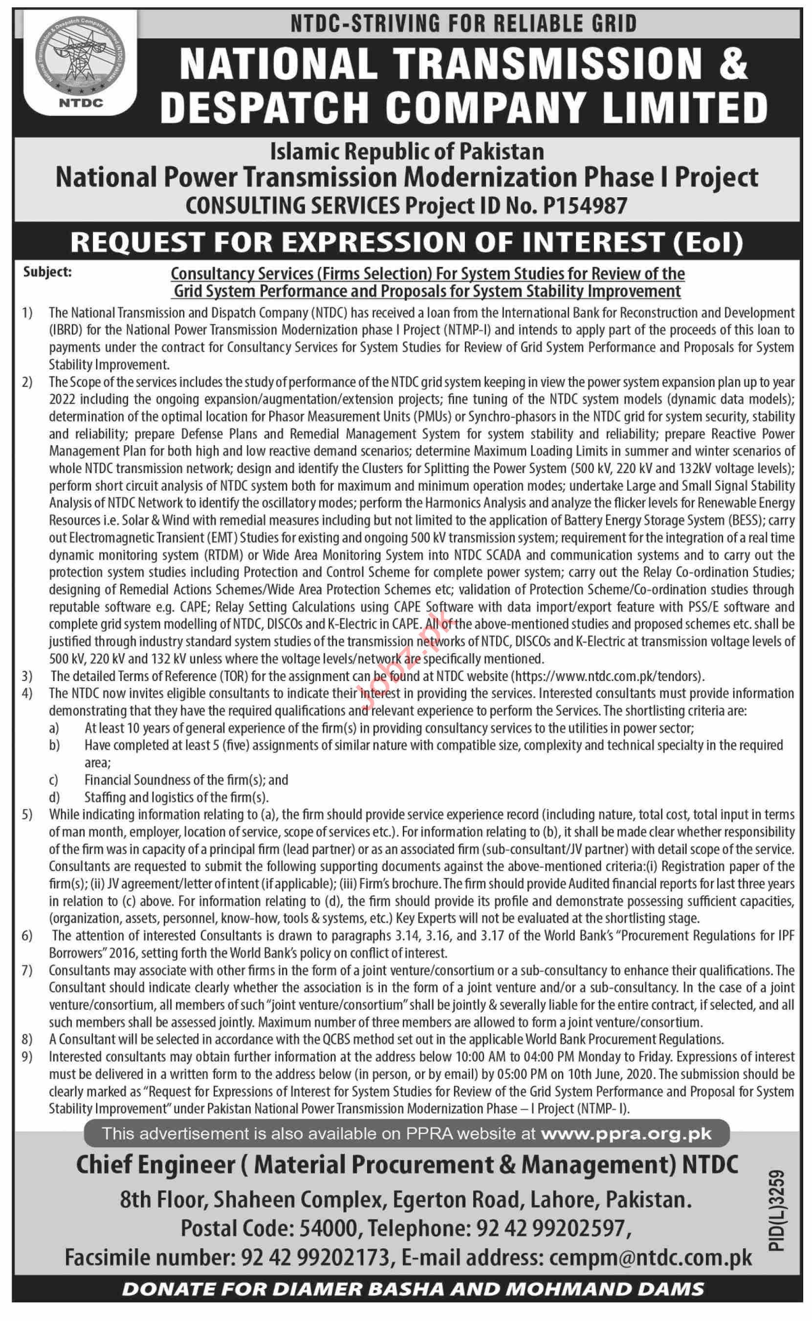 National Transmission & Despatch Company Consultants Jobs 2024 Job Advertisement Pakistan