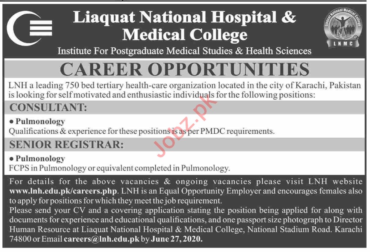 Liaquat National Hospital & Medical College Jobs 2020 2024 Job Advertisement Pakistan