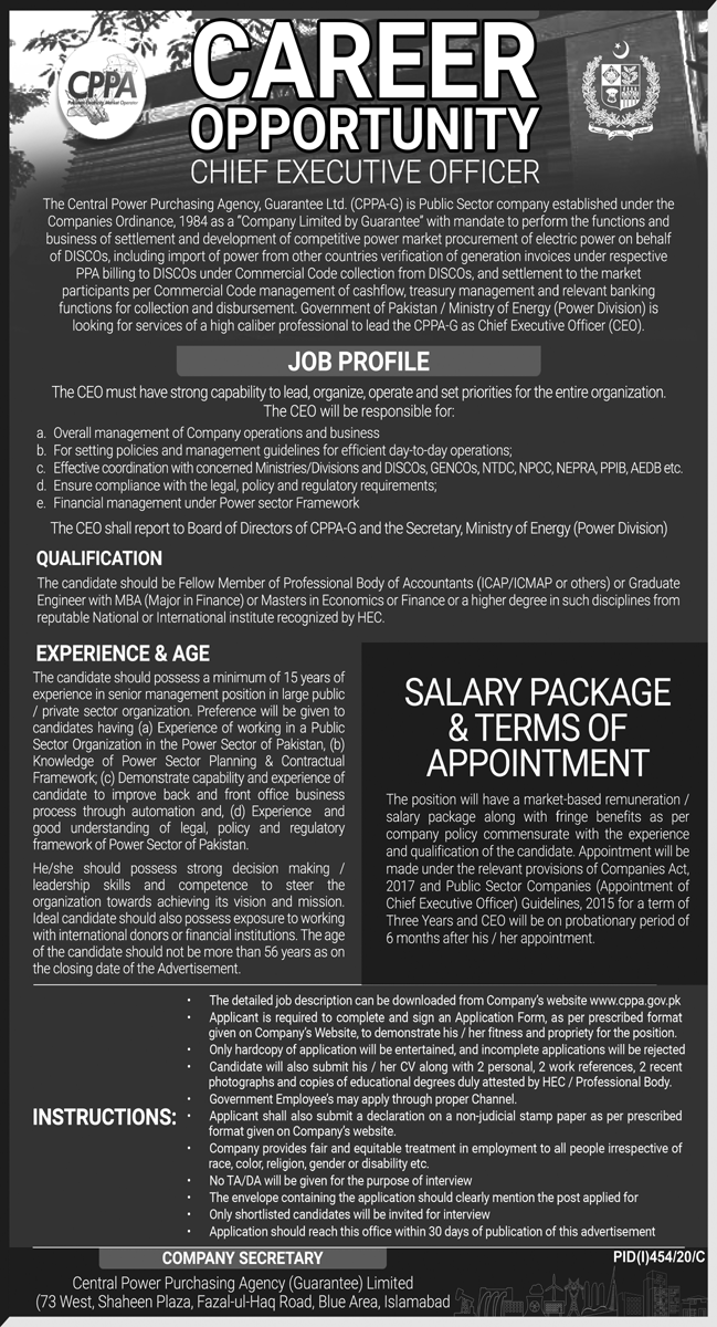Chief Executive Officer CEO Job 2020 in Islamabad 2025 Job Advertisement Pakistan