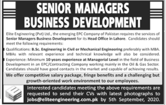 Senior Managers Business Development Jobs 2020 in Lahore 2024 Job ...