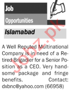 CEO & Chief Executive Officer Jobs 2020 in Islamabad 2025 Job Advertisement Pakistan