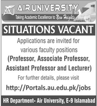 Air University Faculty Staff Jobs 2021 in Islamabad 2025 Job ...