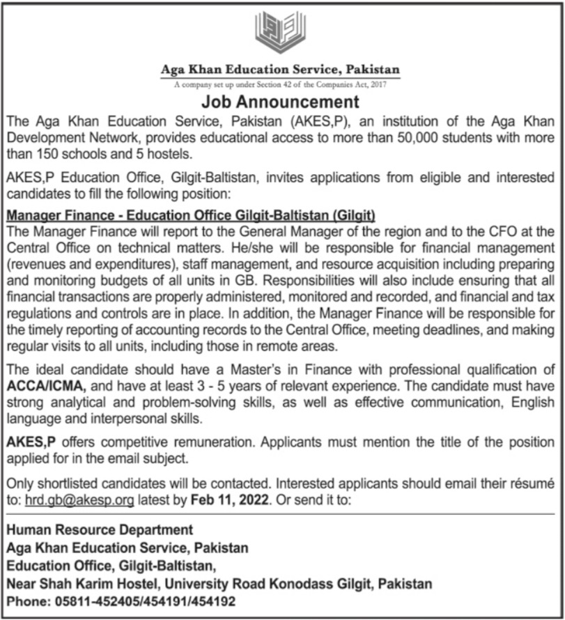 Aga Khan Education Service Pakistan AKEP Gilgit Jobs 2022 2025 Job Advertisement Pakistan