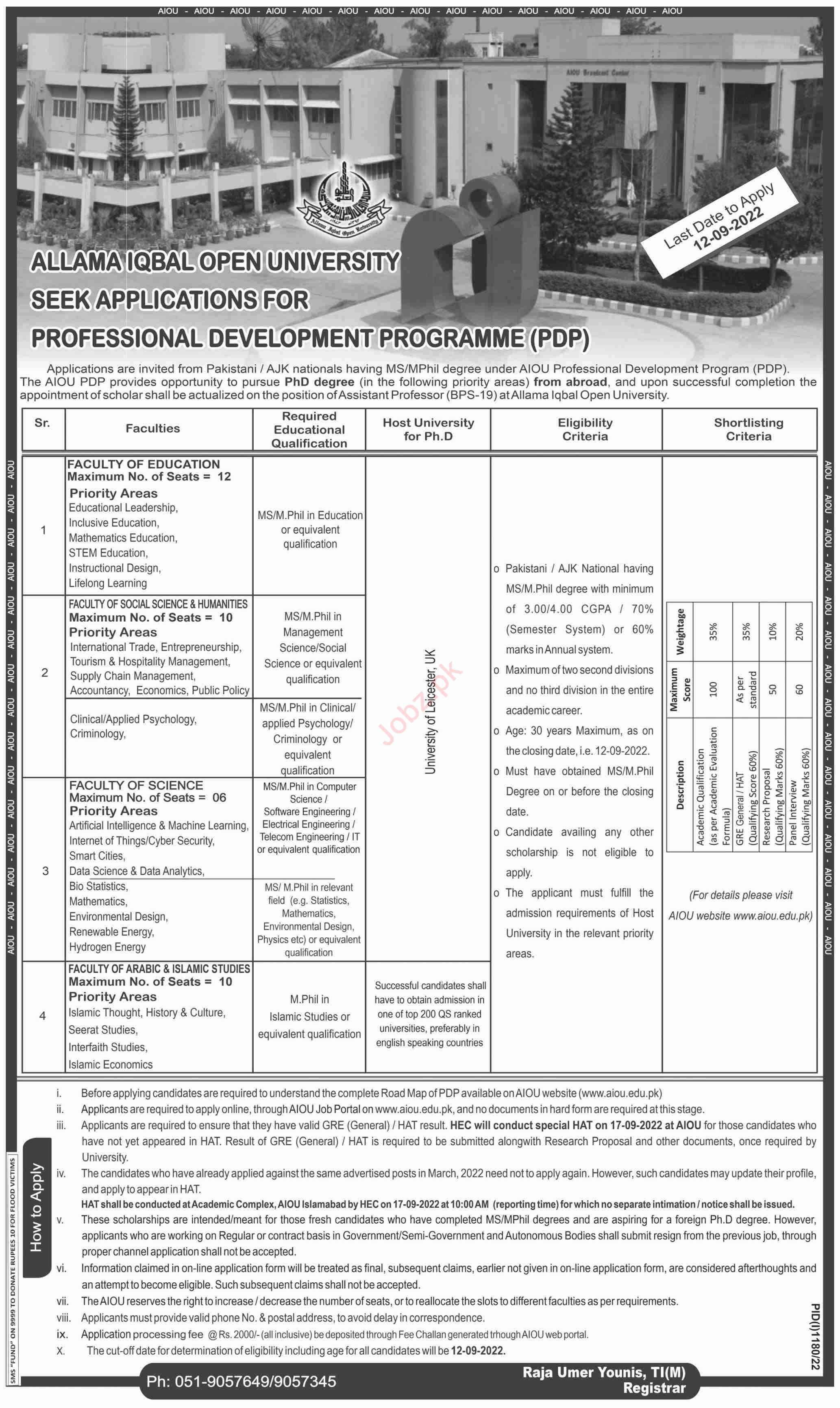 Allama Iqbal Open University AIOU Islamabad Jobs 2022 2025 Job Advertisement Pakistan