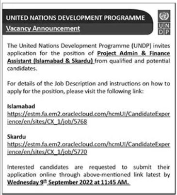 United Nations Development Programme UNDP Islamabad Job 2022 2025 Job Advertisement Pakistan