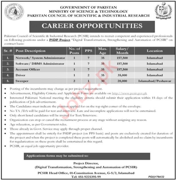 Pakistan Council of Scientific & Industrial Research Job 2024 Job Advertisement Pakistan