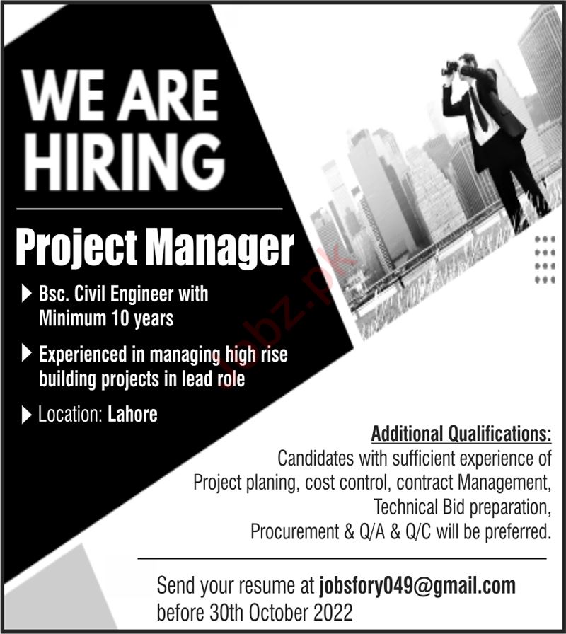 Project Manager job at Private Company 2025 Job Advertisement Pakistan