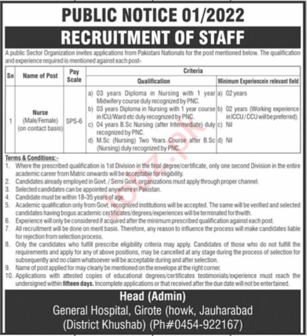 PAEC General Hospital Jauharabad Job 2022 2025 Job Advertisement Pakistan