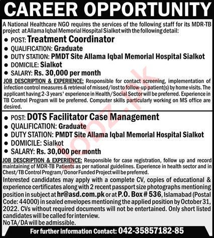 National Health Care NGO Lahore Job 2022 2024 Job Advertisement Pakistan