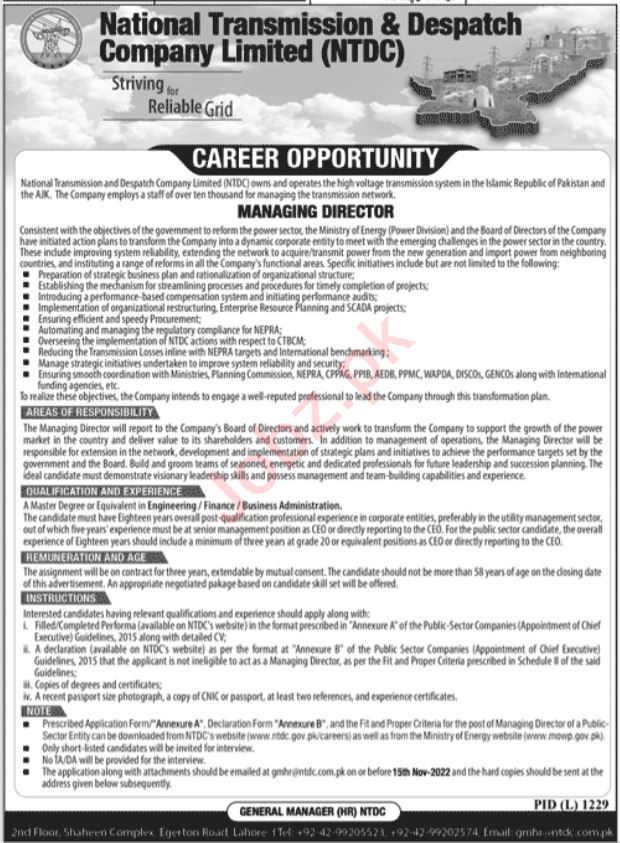 Job Position at National Transmission and Despatch Company 2025 Job Advertisement Pakistan