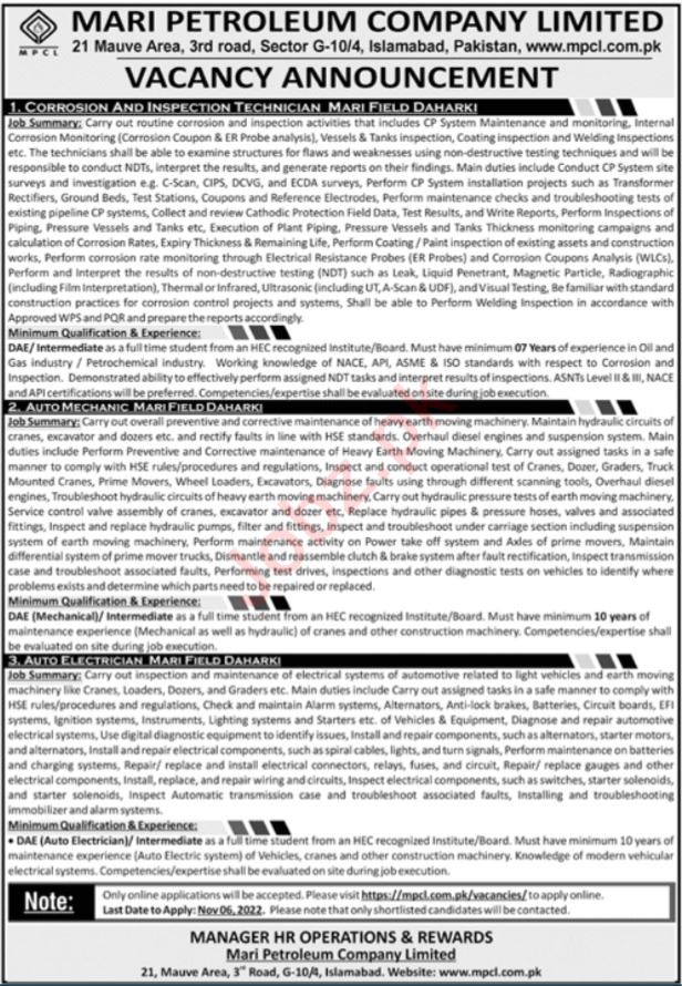 Mari Petroleum Company Limited Jobs 2022 2025 Job Advertisement Pakistan