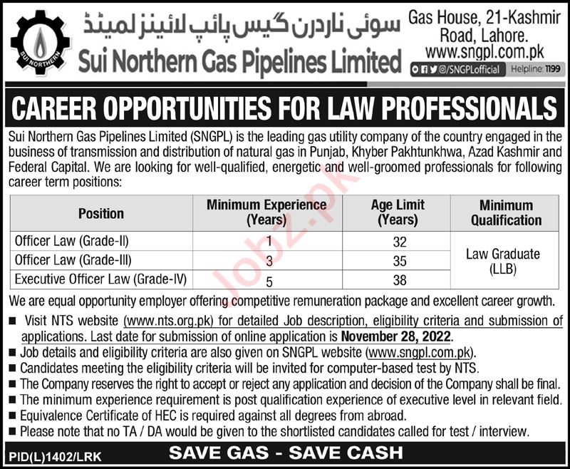 Job Opportunities at Sui Northern Gas Pipelines Limited 2025 Job ...