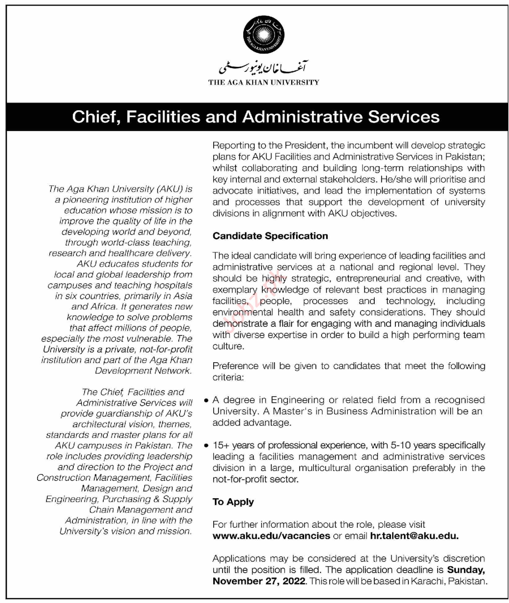 The Aga Khan University Karachi Job 2022 2025 Job Advertisement Pakistan