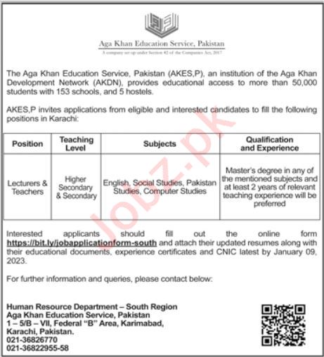 Jobs Available at Aga Khan Education Service Pakistan 2025 Job Advertisement Pakistan