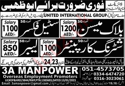 3A Manpower OEP Abu Dhabi Jobs 2023 2024 Job Advertisement Pakistan