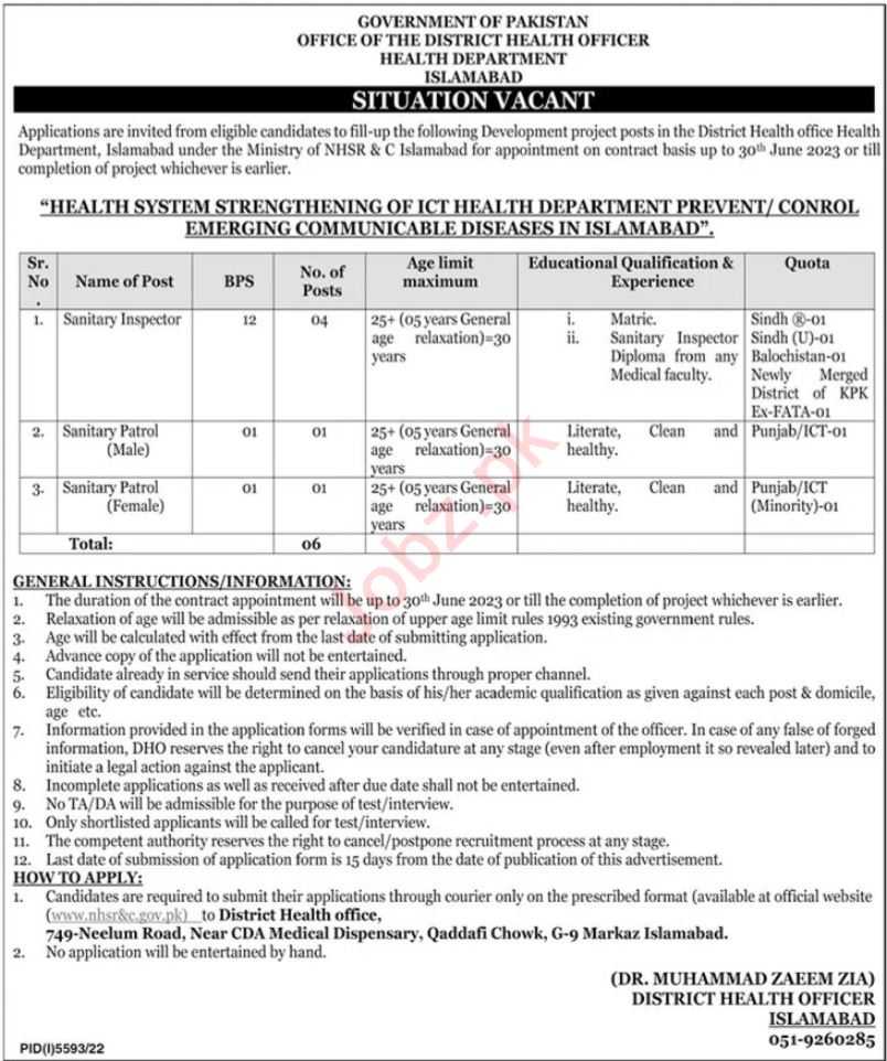 Health Department Islamabad Jobs 2023 2024 Job Advertisement Pakistan