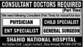 Positions Vacant at Shahid National Hospital 2025 Job Advertisement Pakistan