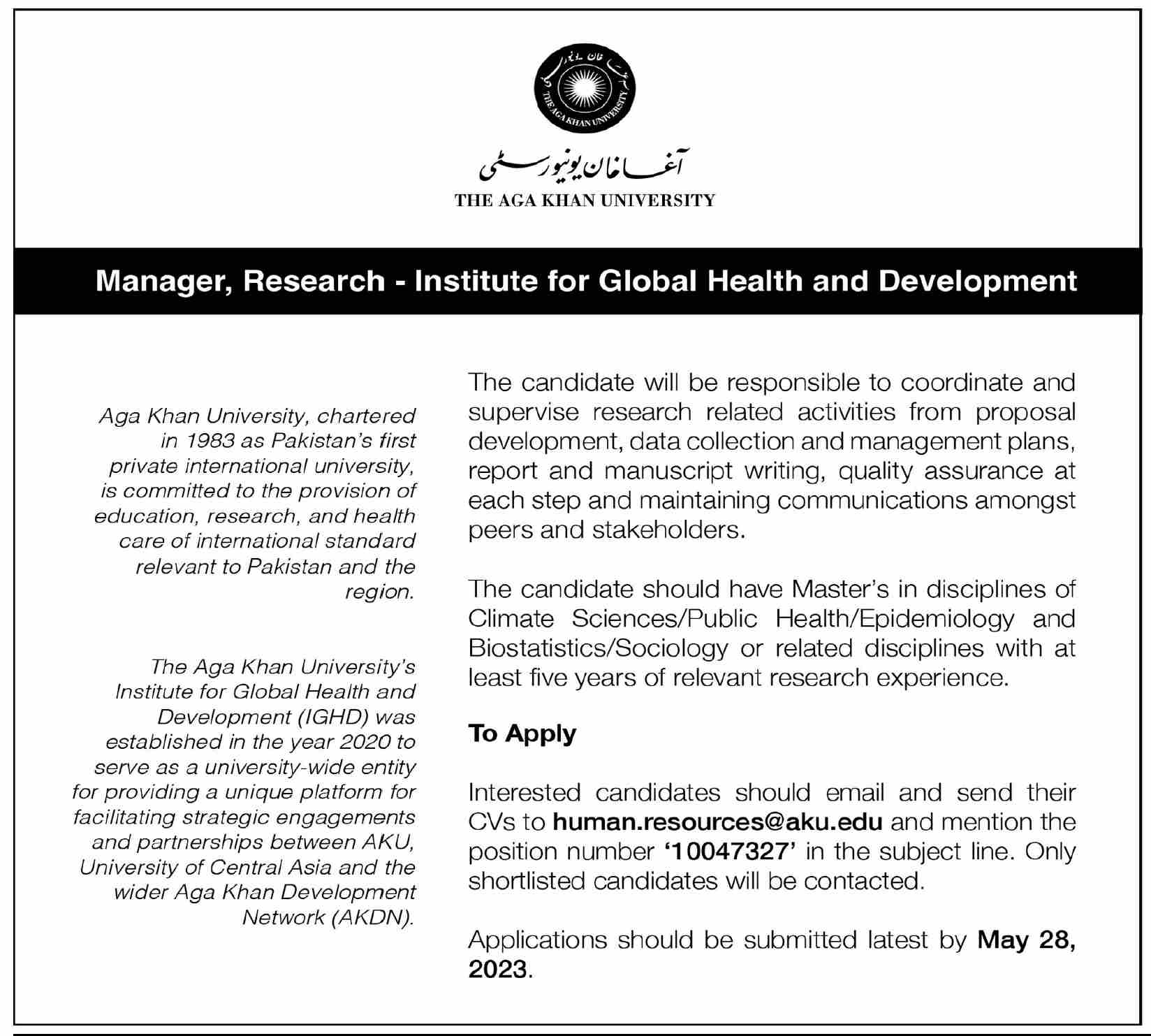 The Aga Khan University Karachi Jobs 2023 2024 Job Advertisement Pakistan