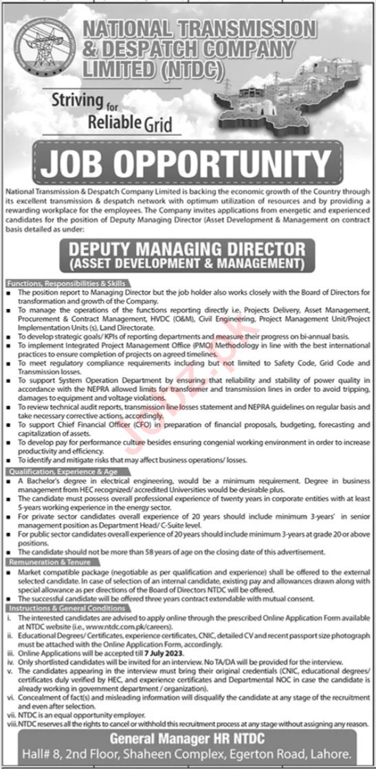 Job Available at National Transmission & Despatch Company 2024 Job Advertisement Pakistan