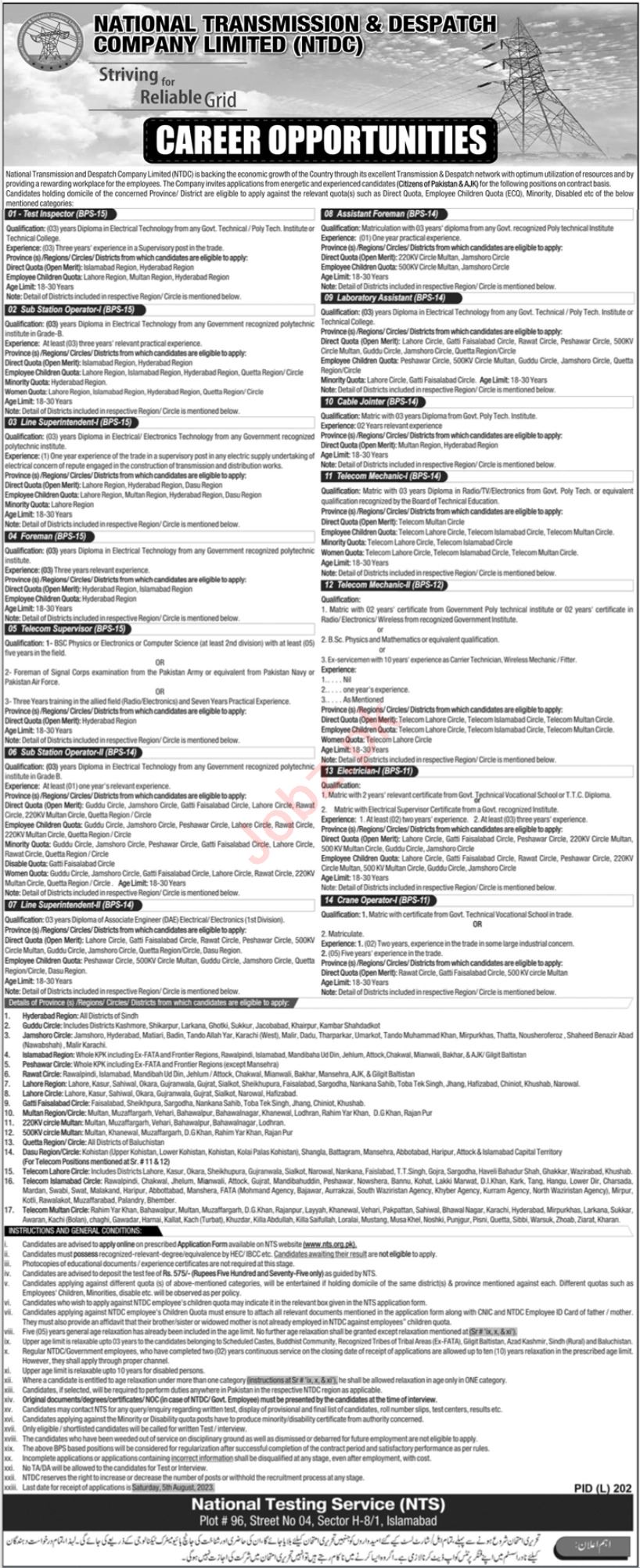 National Transmission & Despatch Company Jobs 2023 2025 Job Advertisement Pakistan