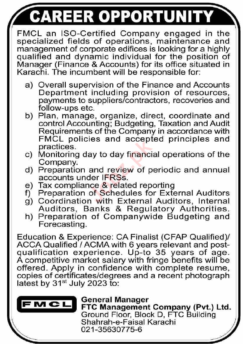 Latest FTC Management Company Pvt Limited Job 2023 2024 Job ...