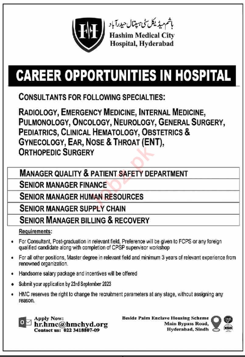 The Hashim Medical City Hospital Hyderabad Jobs 2023 2025 Job Advertisement Pakistan