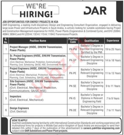 DAR Engineering Saudi Arabia Job 2023 2025 Job Advertisement Pakistan