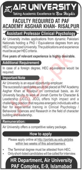 Air University Jobs 2023 in Islamabad 2025 Job Advertisement Pakistan