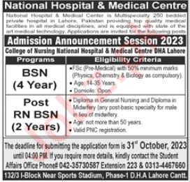 National Hospital & Medical Center Lahore Job 2023 2025 Job Advertisement Pakistan