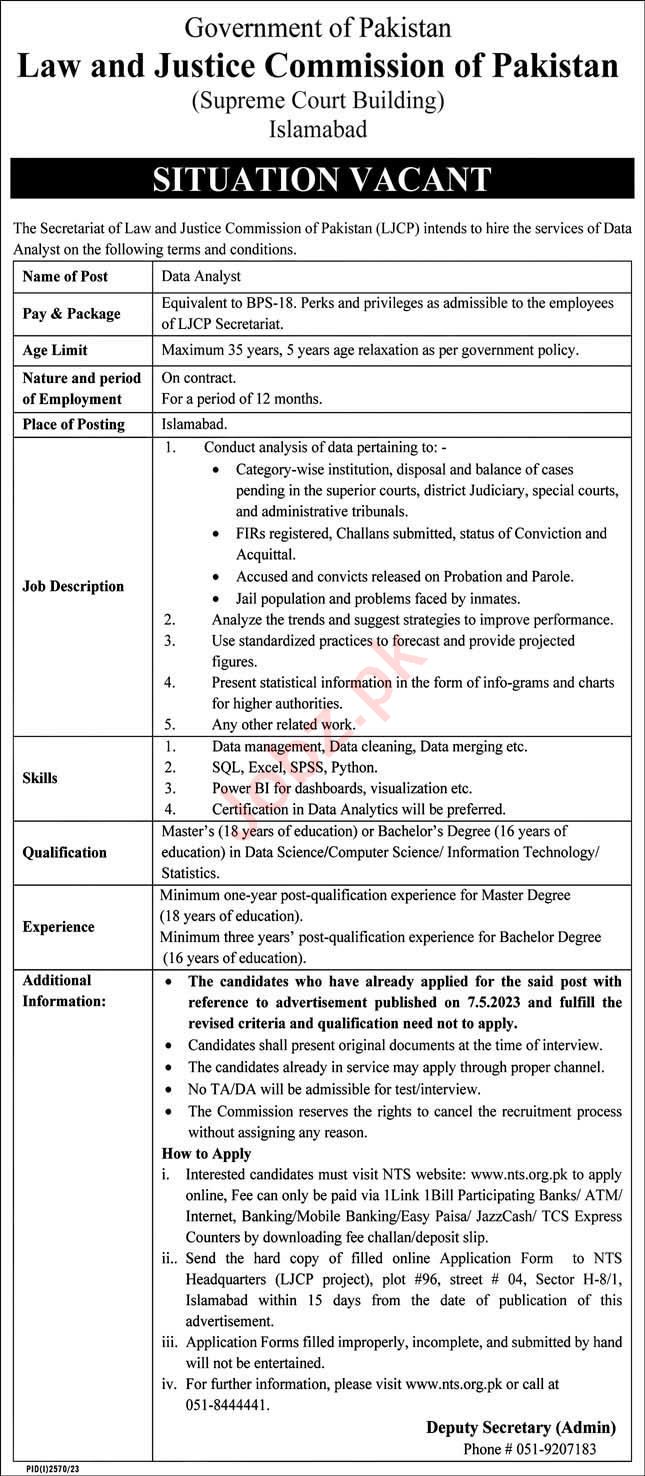 Law and Justice Commission of Pakistan Jobs 2023 2025 Job Advertisement Pakistan