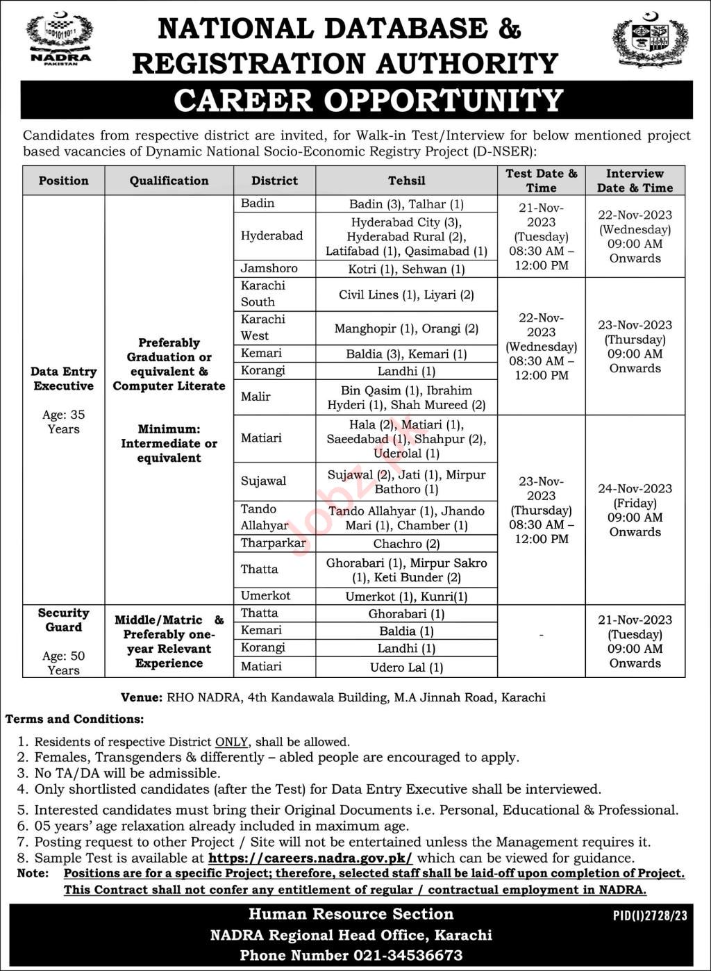NADRA Karachi Office Jobs 2023 2025 Job Advertisement Pakistan