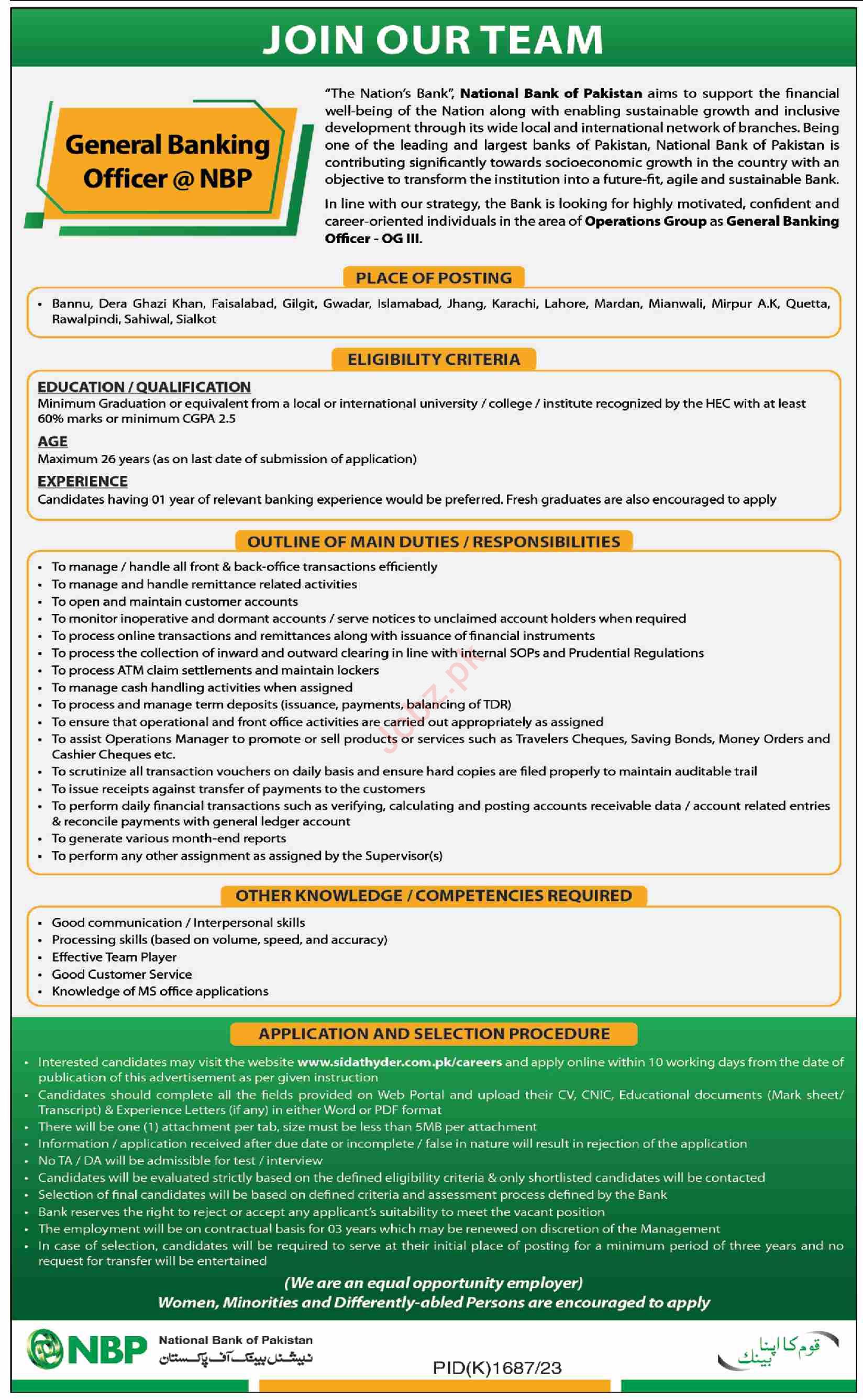 National Bank of Pakistan NBP Jobs 2024 2025 Job Advertisement Pakistan