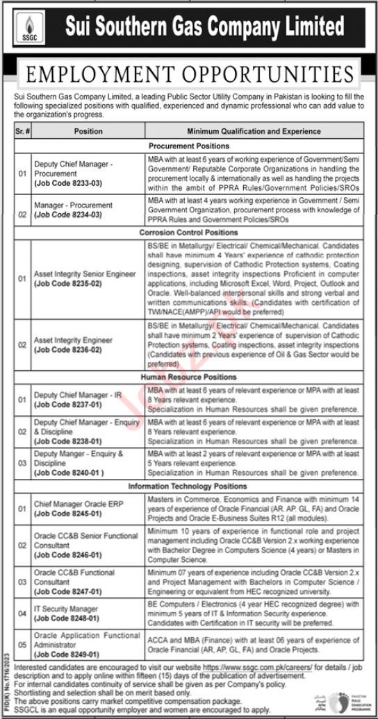 Jobs Positions at Sui Southern Gas Company Limited SSGC 2025 Job ...