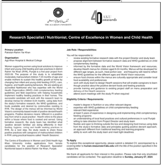 Aga Khan University AKU Jobs 2024 in Karachi 2025 Job Advertisement Pakistan