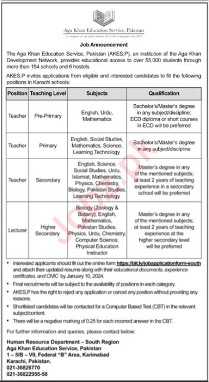 Aga Khan Education Service Pakistan Karachi Jobs 2023 2025 Job Advertisement Pakistan