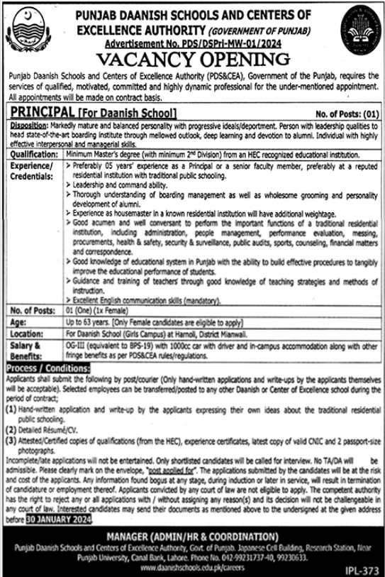 Vacancy Opening at Daanish School 2025 Job Advertisement Pakistan