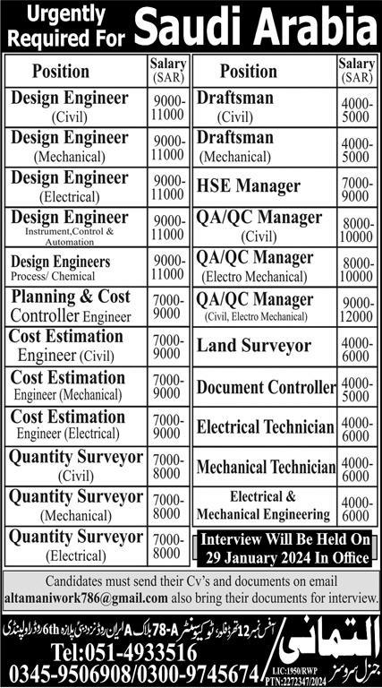 Design Engineer & HSE Manager Jobs 2024 in Saudi Arabia 2025 Job ...